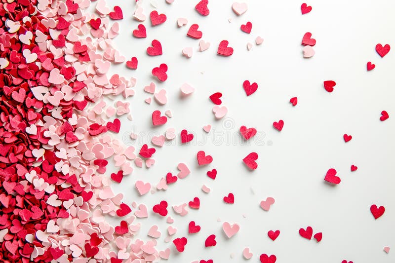 Pattern of Pink and Red Hearts on a White Background with a Border of ...