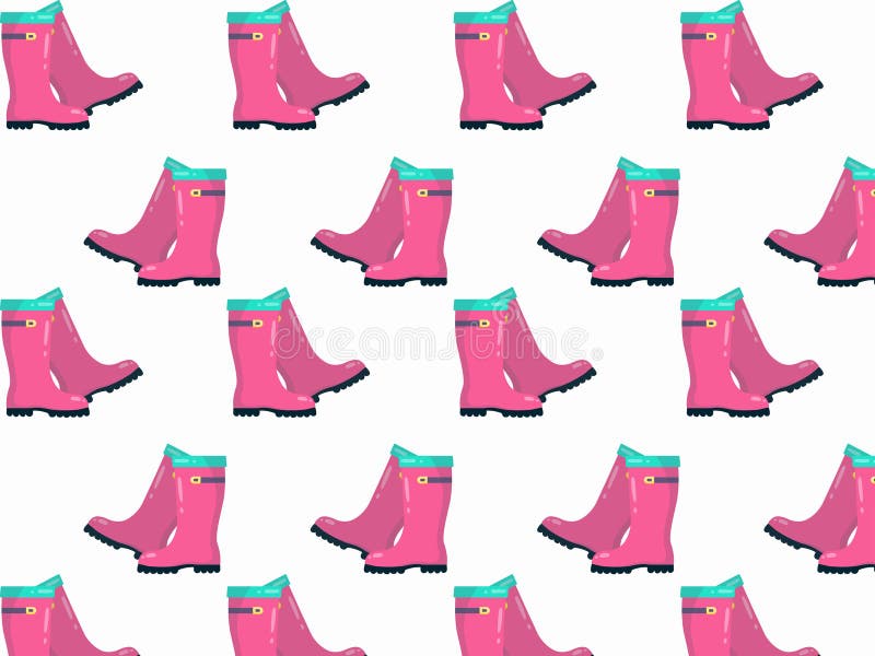 Pattern of Pink Rubber Boots. Vector Illustration Stock Illustration ...