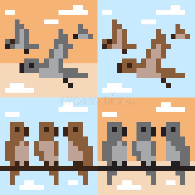 Bird Pixel Art. Parrot Pixel Illustration Isolated On Black Background ...