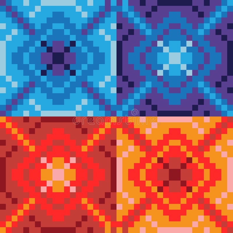 Pattern pixel art blue red stock vector. Illustration of graphic - 52365084