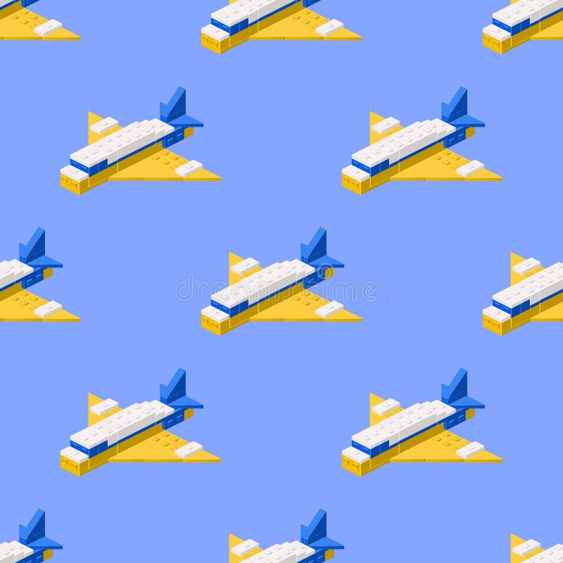 A Pattern of Planes Assembled from Plastic Blocks in Isometric Style ...