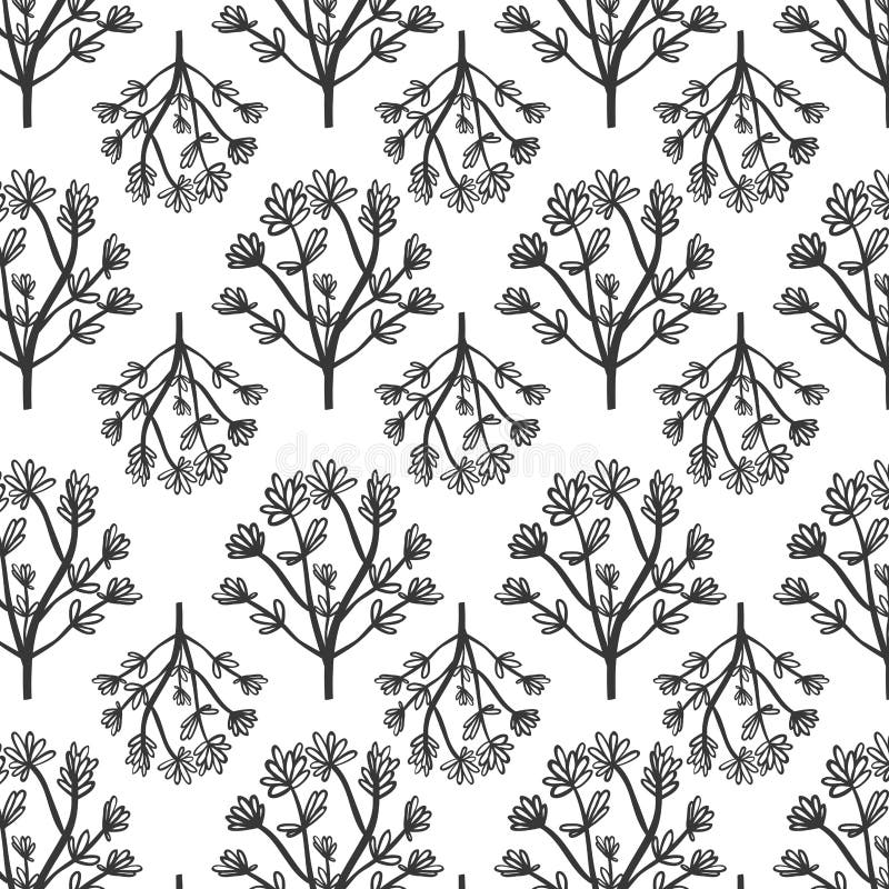 Pattern Plant with Multiple Flowers Stock Vector - Illustration of ...