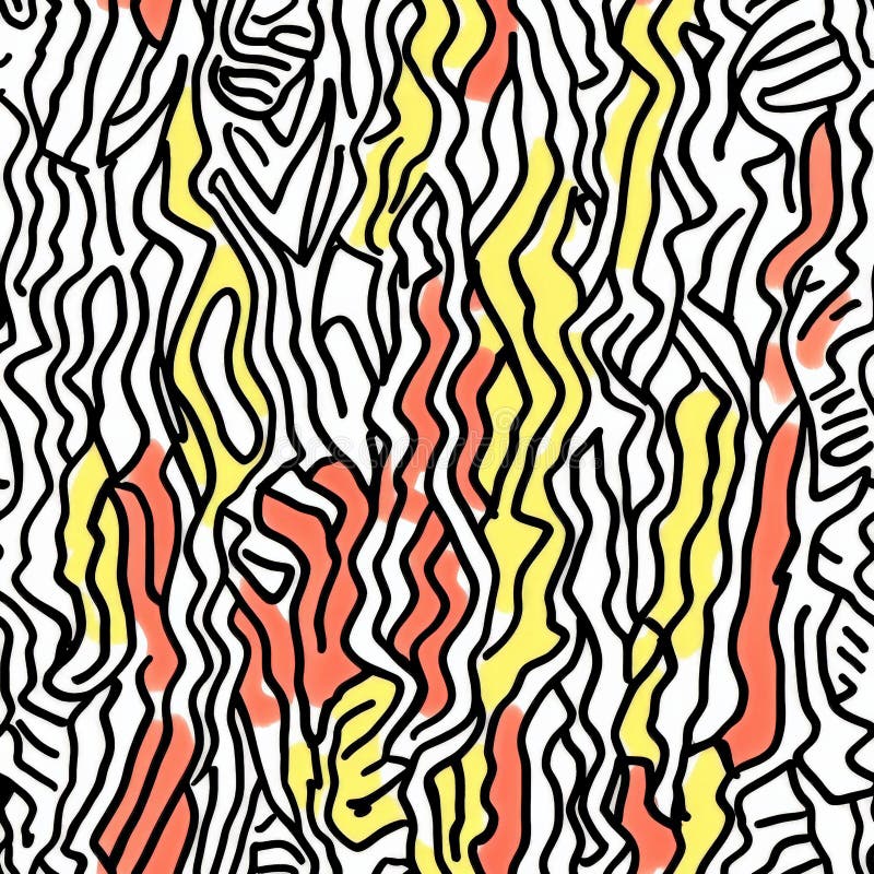 A Pattern of Playful, Irregular Zigzags and Wavy Lines, Hand-sketched ...