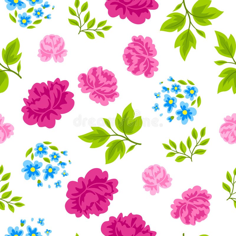 Pattern with Pretty Flowers. Beautiful Decorative Natural Plants and ...