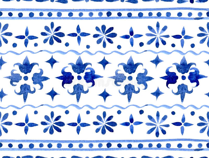 Seamless Pattern, Print with Blue Patterns. Vintage Drawing, Oriental ...