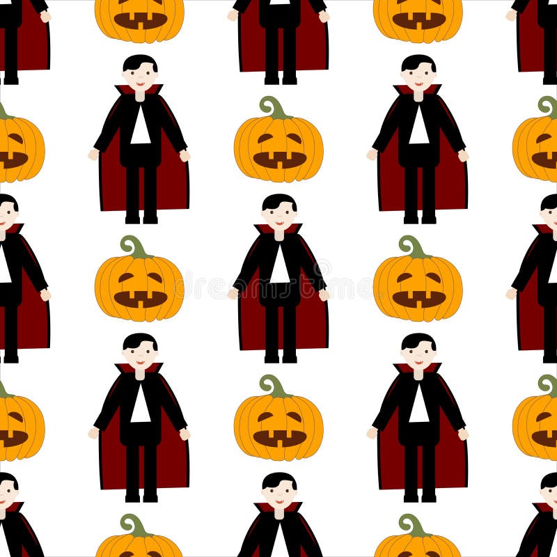 Pattern of Pumpkin and Vampire on Light Background Stock Vector ...