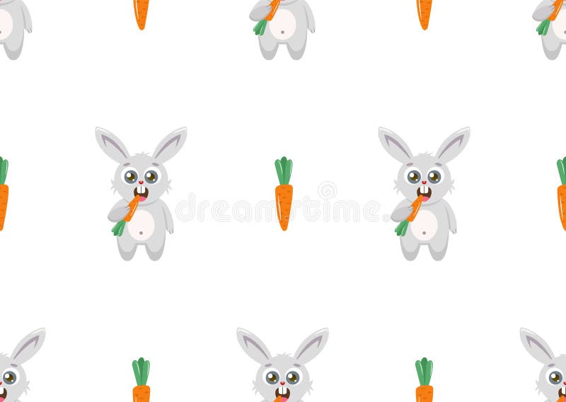 Pattern Rabbit and Carrots on a White Background. Stock Illustration ...