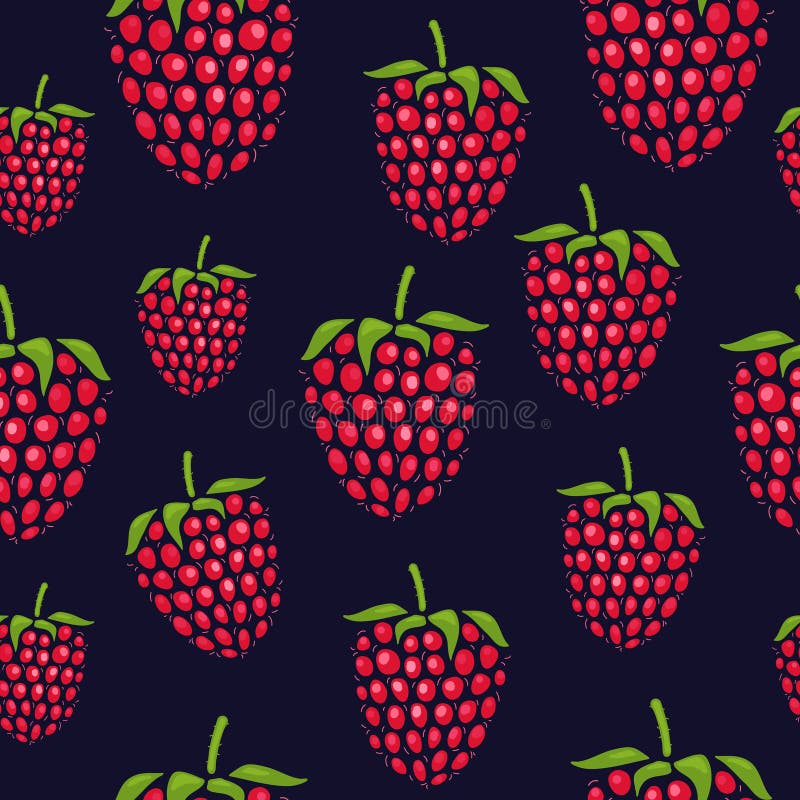Pattern with Raspberries of Different Size Stock Vector - Illustration ...
