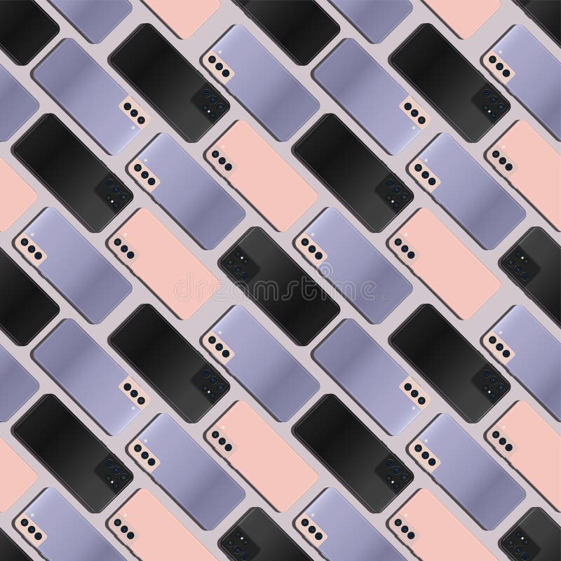 Pattern of Realistic Smartphone with Back Illustration. Vector Stock ...