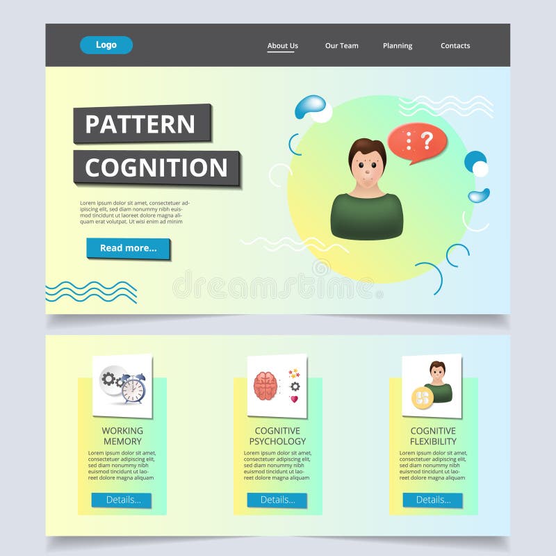 Pattern Recognition Flat Landing Page Website Template. Working Memory ...