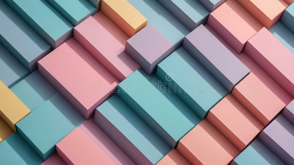 Pattern of Rectangular Blocks in Pastel Colors Creating a Layered ...