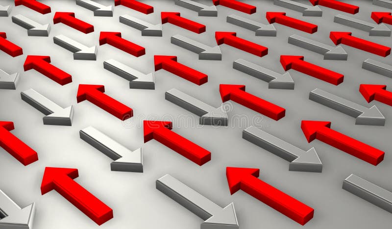 Pattern of Red Arrows in Perspective with Shadows Stock Illustration ...