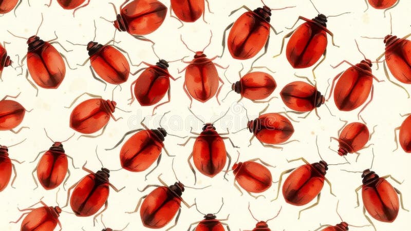 Pattern of Red Beetles on Light Background Displaying Symmetry and ...