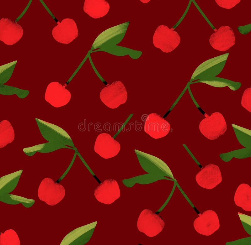 Pattern of Red Cherries Cherry Fruit Illustration Stock Illustration ...