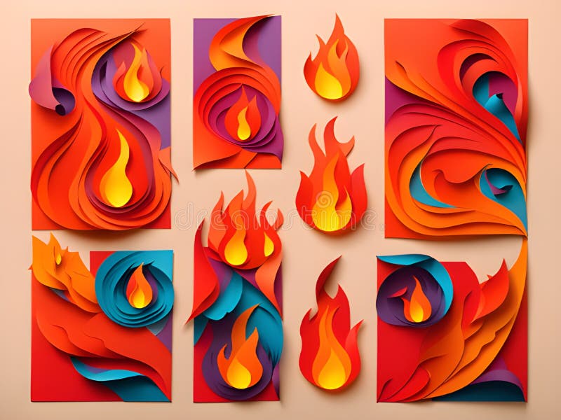 Pattern with Red Fire Flames, Ai Generated Stock Illustration ...