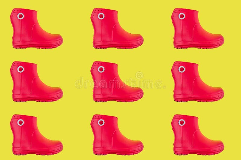 Pattern Red Rubber Boots on the Toe Background Stock Photo - Image of ...