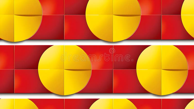 A Pattern of Red Squares with Yellow Circular Shapes, Creating a ...