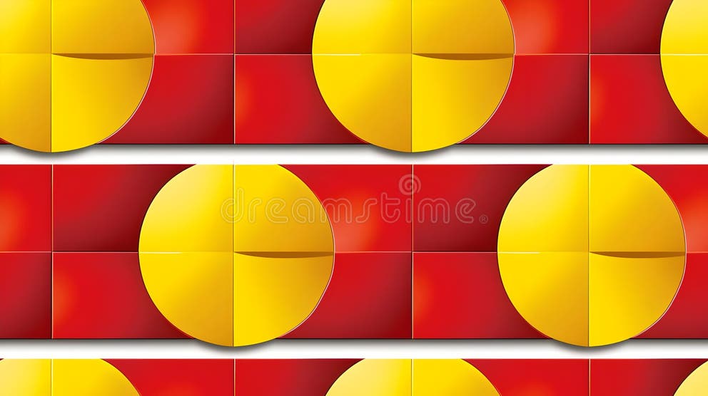 A Pattern of Red Squares with Yellow Circular Shapes, Creating a ...