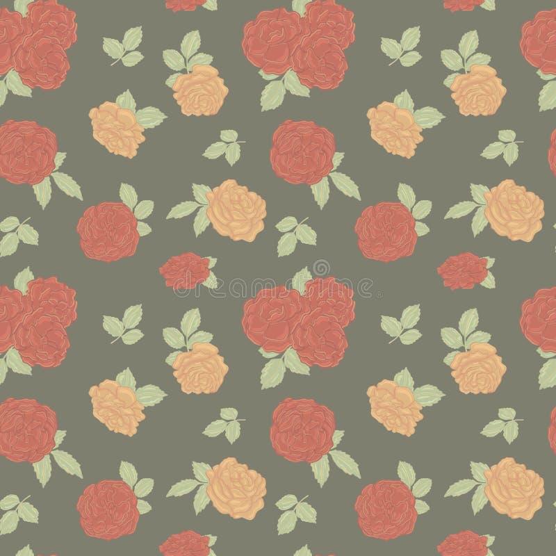 Pattern of Red and Yellow Roses on a Green Background Vector ...