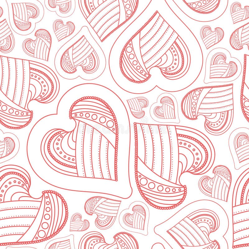Pattern, Repeating Red Linear Hearts with Patterns, for Valentine S Day ...