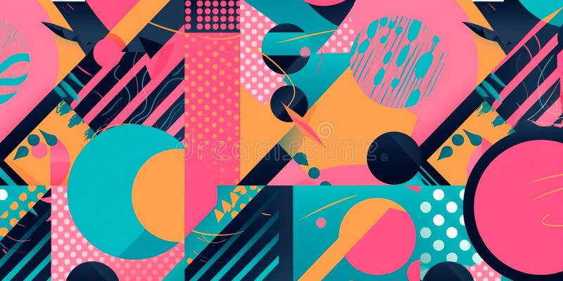 Pattern with a Retro Aesthetic, Featuring Funky Geometric Shapes and ...