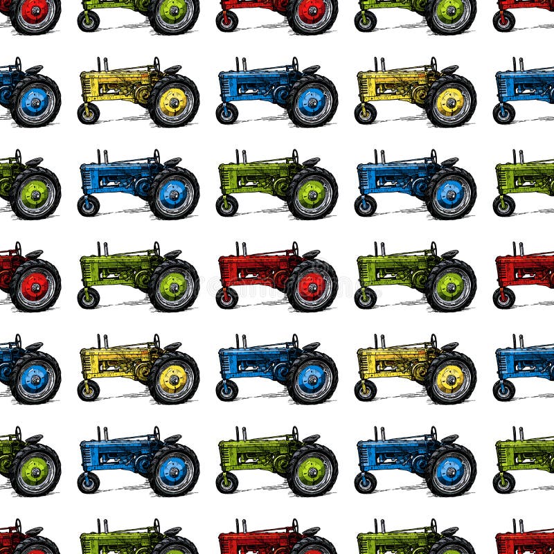 Pattern with retro tractor stock vector. Illustration of country ...