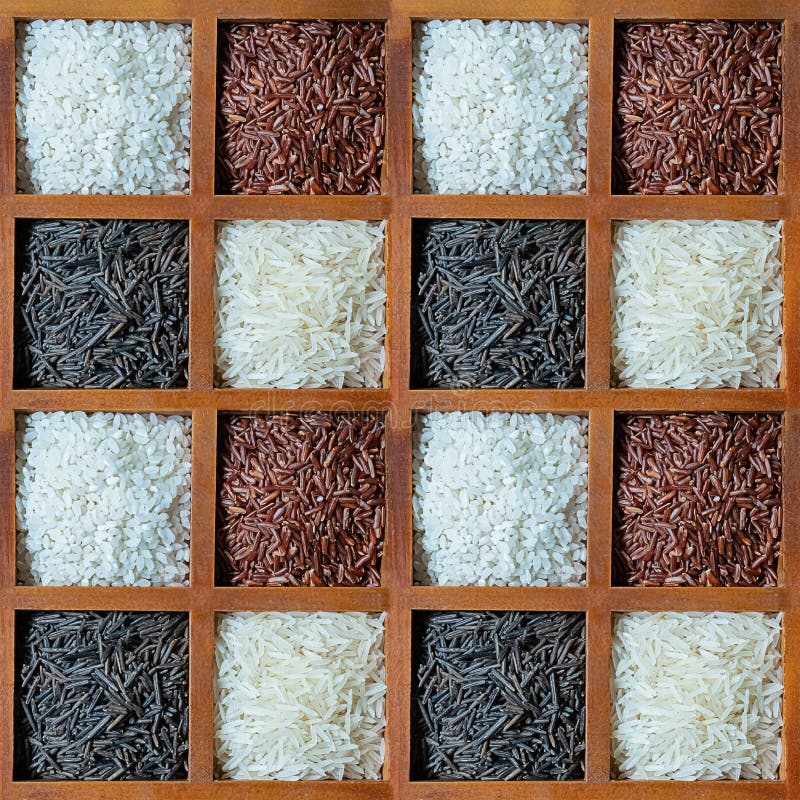 Pattern of Rice White and Red in Wooden Cells Background Culinary Stock ...