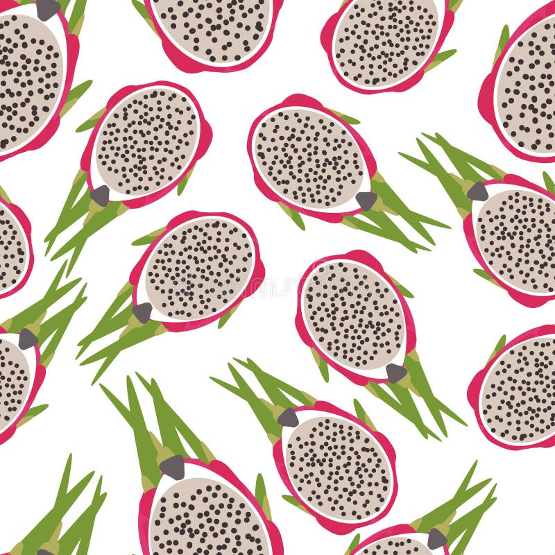Pattern Ripe Dragon Fruit Half in Cut Stock Vector - Illustration of ...