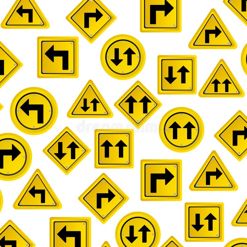 Pattern Road Traffic Sign with Arrows Set Stock Illustration ...