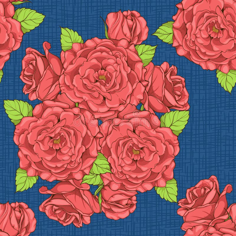 Pattern with Roses and Texture in Background Stock Vector ...
