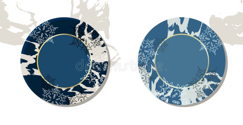 Pattern of Round Winter Frosty Patterns. Dark Blue Background with ...