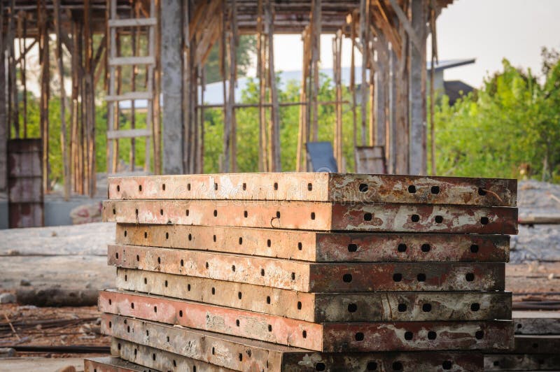 Pattern Row Metal Form Work in Building Site. Stock Image - Image of ...