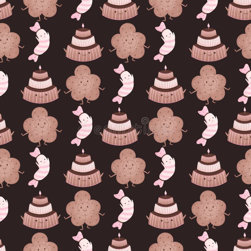Pattern with Sandwich, Cake and Waffle Stock Illustration ...