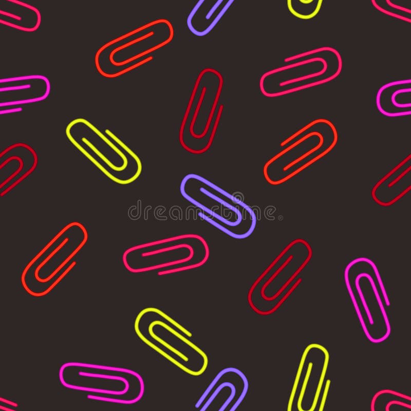 Pattern, Scattered Bright Multicolored Paper Clips, Dark Background ...