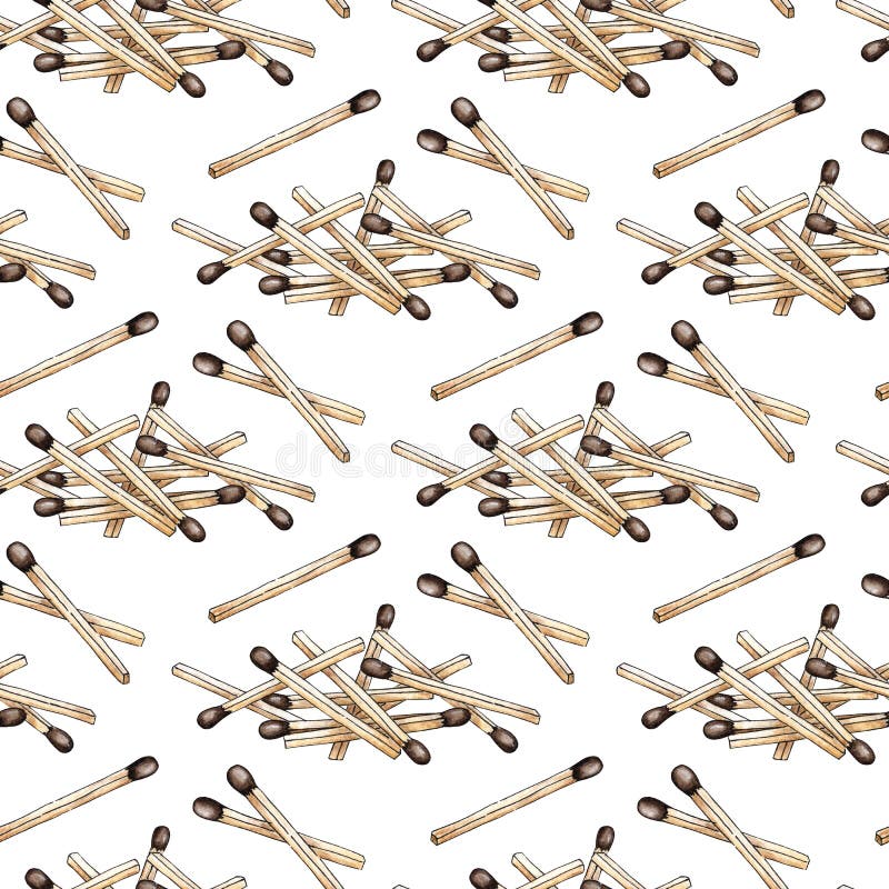Pattern of Scattered Matches Watercolor Stock Vector - Illustration of ...