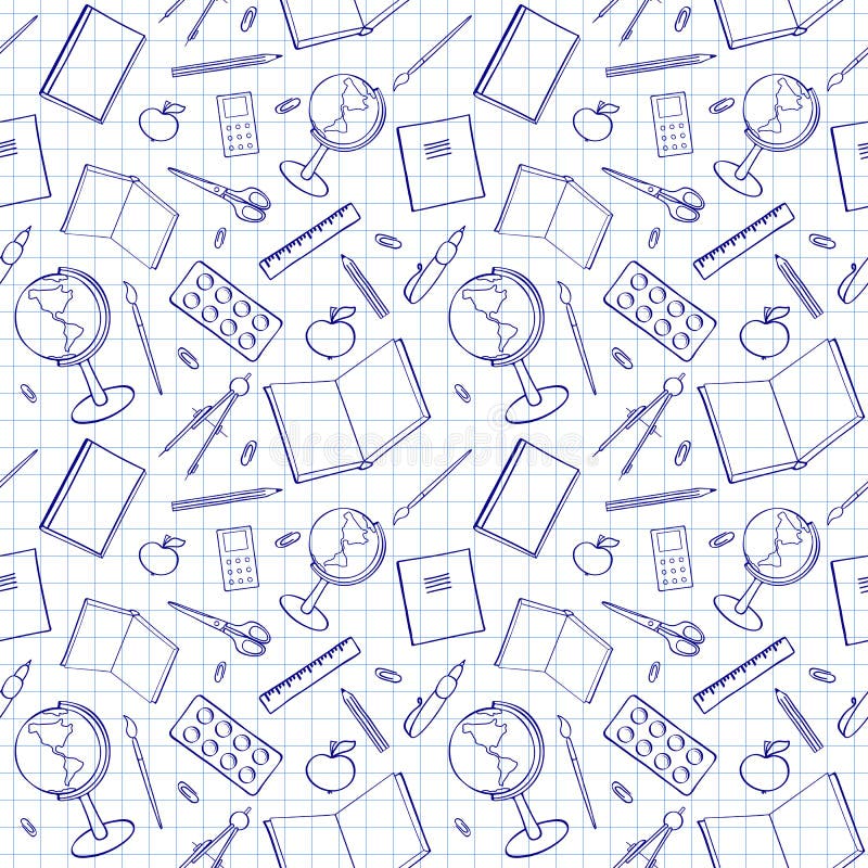 Pattern with School-related Items Stock Vector - Illustration of book ...