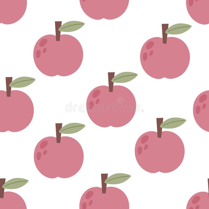Seamless Pattern with Cartoon Apple. Fruit Theme. Vector. Hand Drawing ...