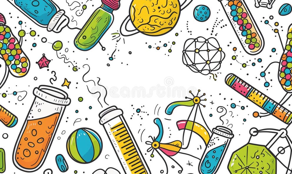 Pattern with Science Instruments. Cute Doodle Illustration. White ...