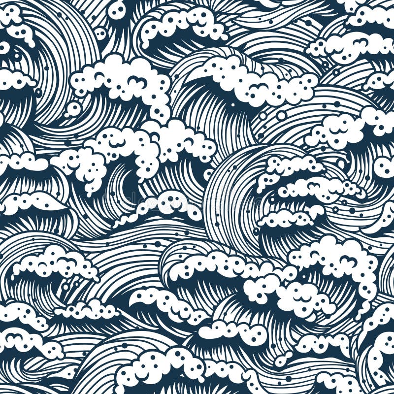 Pattern with Sea or Ocean Wave for Marine Design Stock Vector ...
