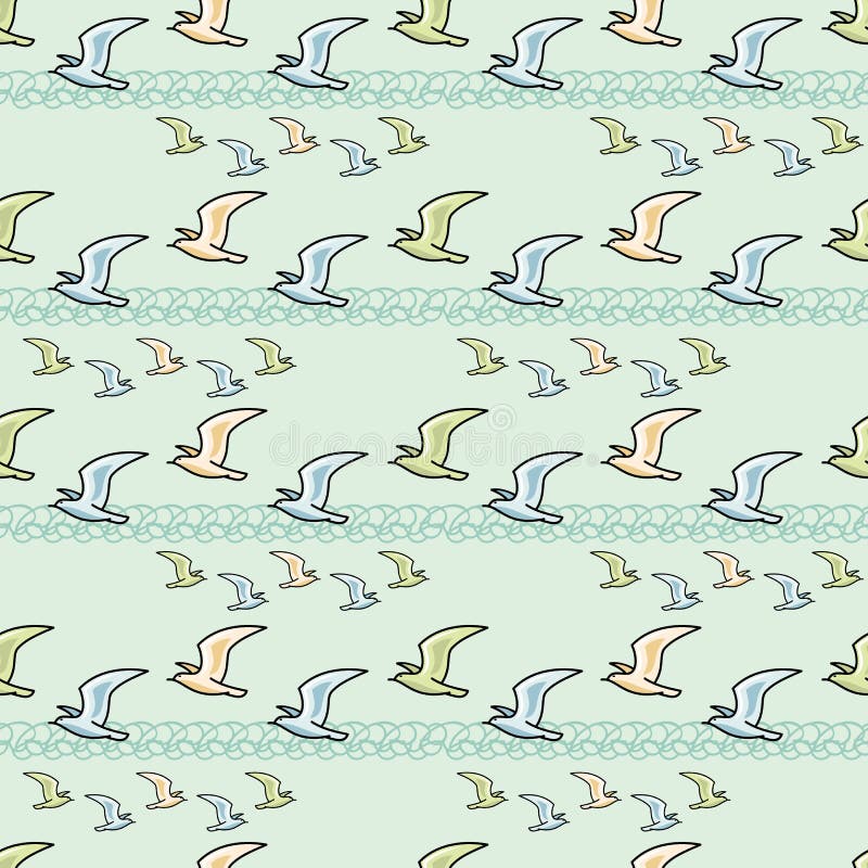 Pattern with seagulls stock vector. Illustration of animal - 42249256