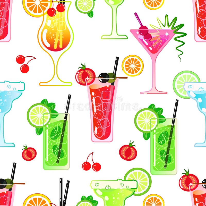 Pattern Seamless of Alcoholic Beverages. Stock Vector - Illustration of ...