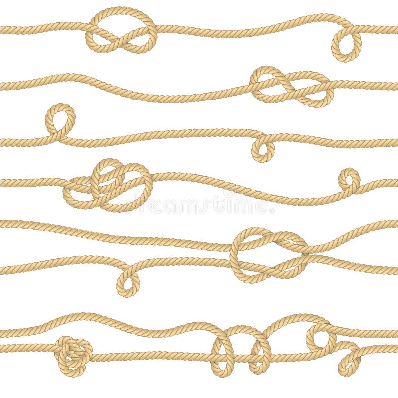 Marine Rope Line Seamless Pattern Stock Vector - Illustration of ...