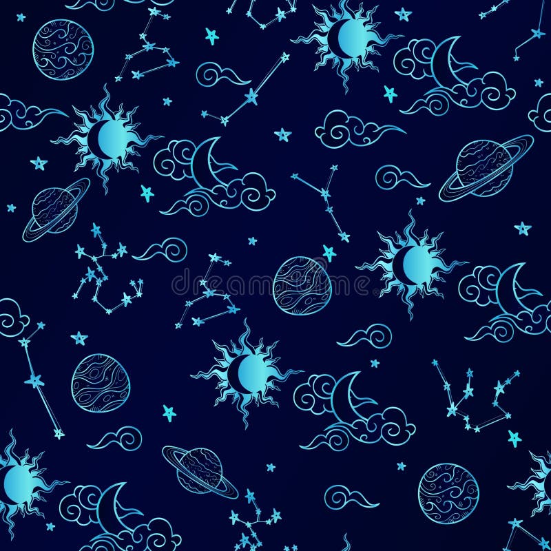 Pattern Seamless Blue Sky Muster Stock Illustration - Illustration of ...