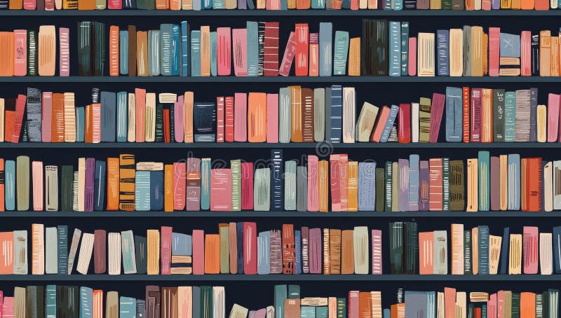 A Pattern of Seamless Books in Various Colors, Arranged To Look Like a ...