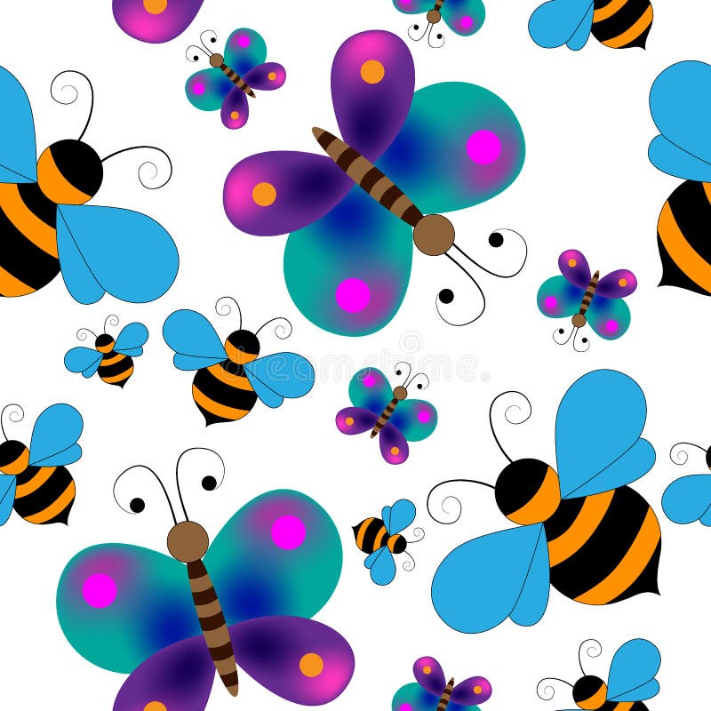 1007 Pattern Seamless Pattern With Butterflies And Bees Ornament For