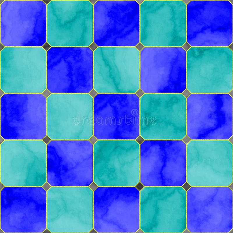 Pattern of Seamless Ceramicblue Blue Tile Wall Stock Illustration ...