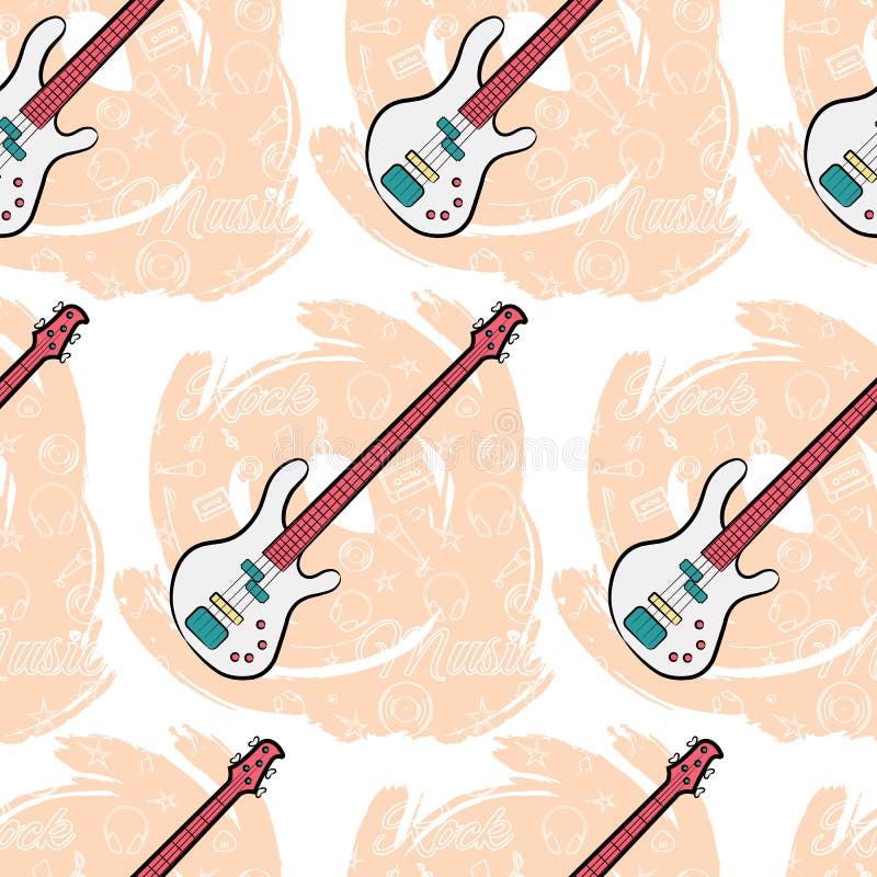 Pattern seamless Guitar-01 stock vector. Illustration of guitar - 108940513