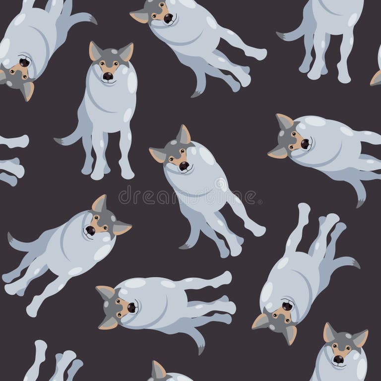 Pattern Seamless Illustration of Gray Wolves on Black Background ...