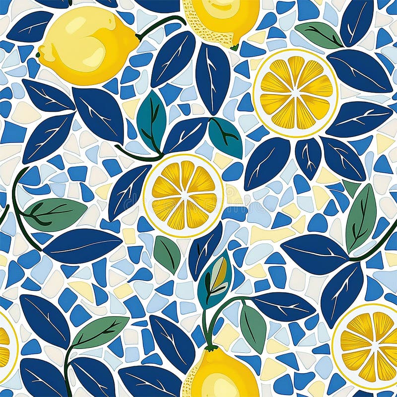 Pattern Seamless with Italian Tile Design Watercolor Stock Illustration ...