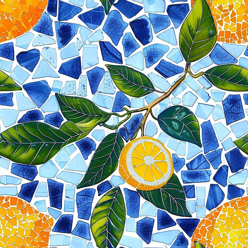 Pattern Seamless with Italian Tile Design Watercolor Stock Illustration ...